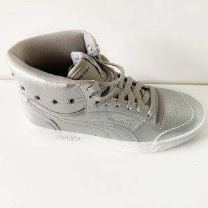 Puma | Shoes | Puma Ralph Sampson High Rise Silver Lthr Sneaker | Poshmark